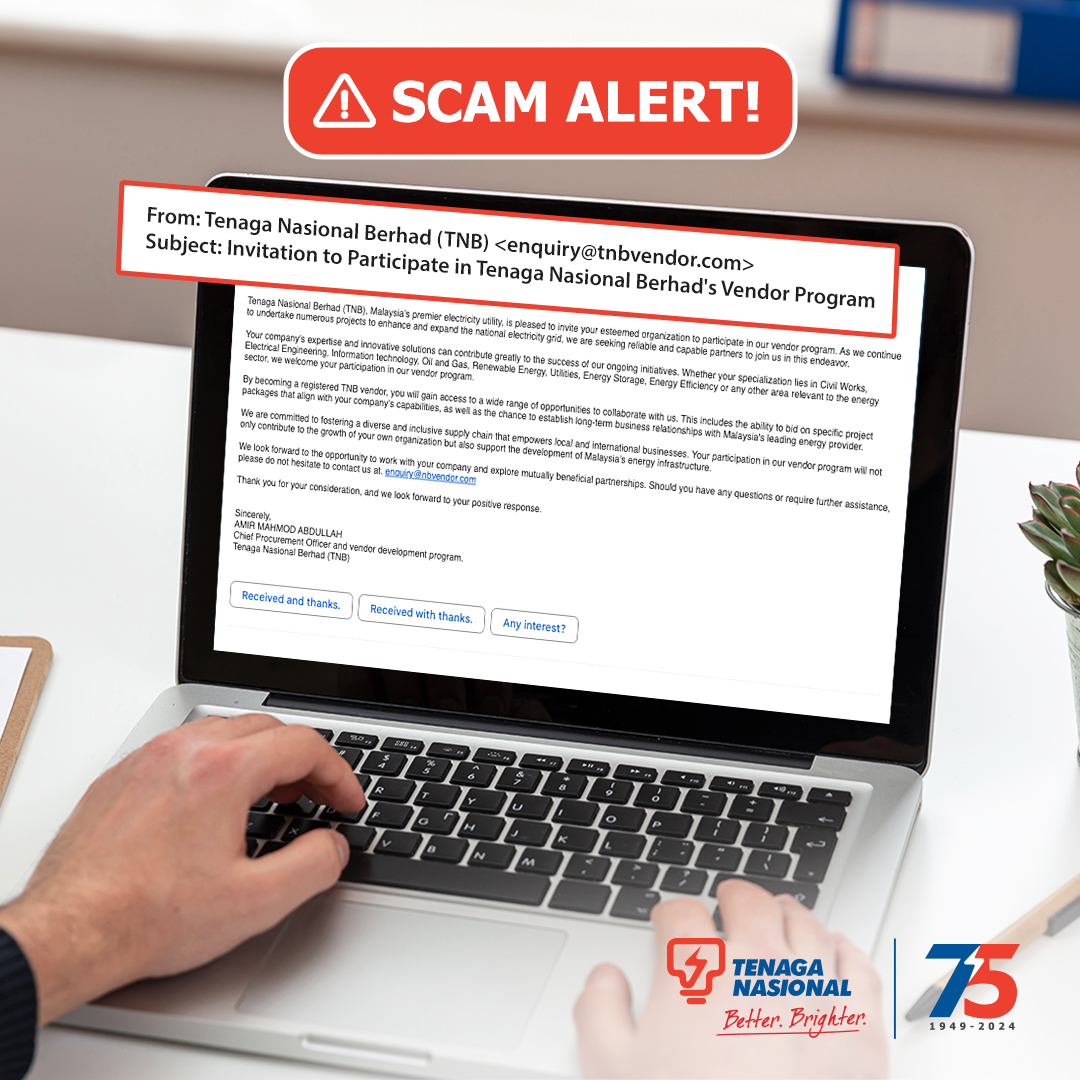 Scam Alert - Tenaga Nasional Berhad